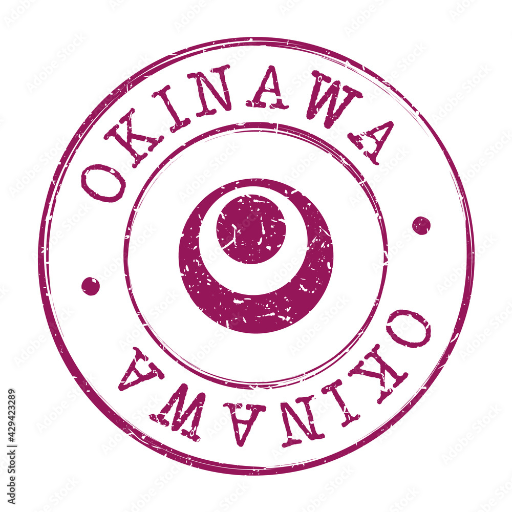 Okinawa, Japan Stamp Postal. Silhouette Seal. Flag Passport Round ...