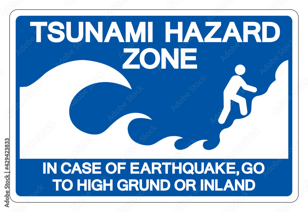 Tsunami Hazard Zone Symbol Sign ,Vector Illustration, Isolate On White ...