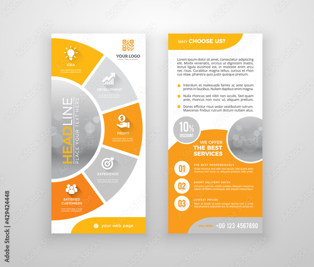 Double-sided DL flyer design. Brochure or flyer template. Layout with ...