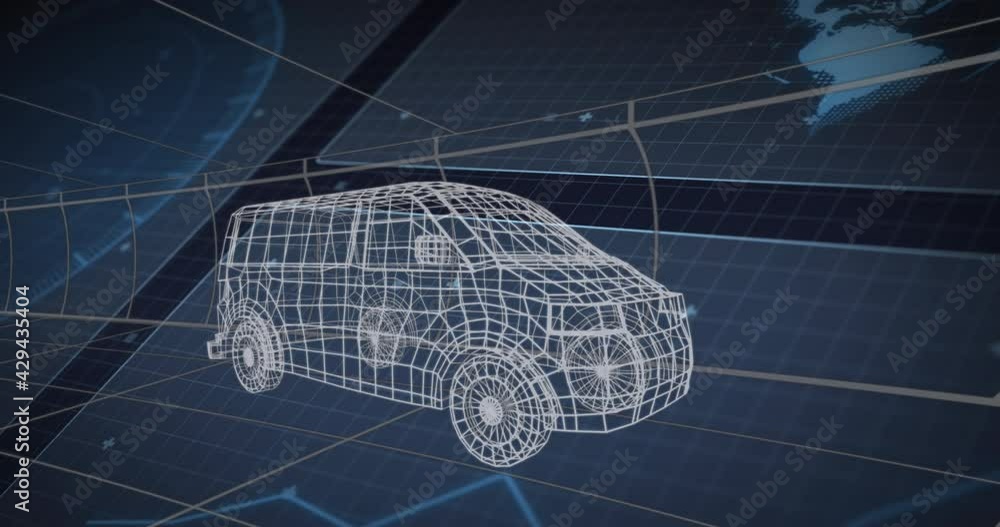 Video Stock Animation of 3d van technical drawing scopes scanning and ...