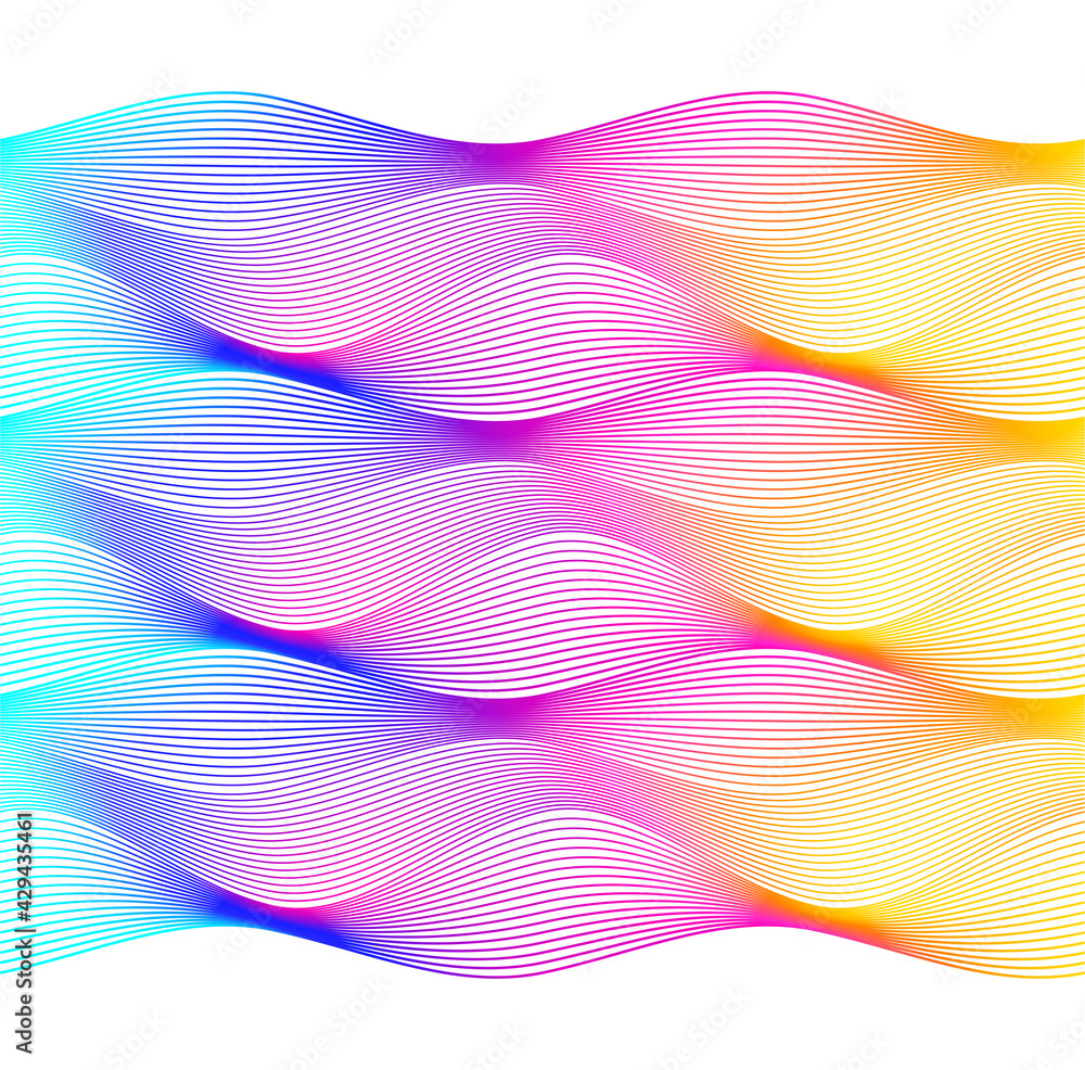 Soft rainbow color. Linear wave background. Design elements. Wavy lines ...