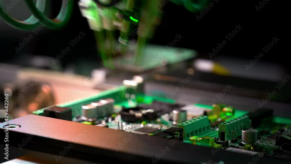 Chip production. Installation of transistors and components ...