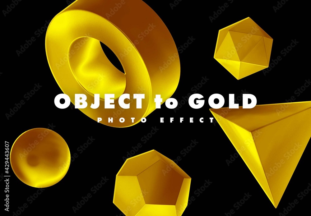 Object to Gold Photo Effect Mockup Stock Template | Adobe Stock