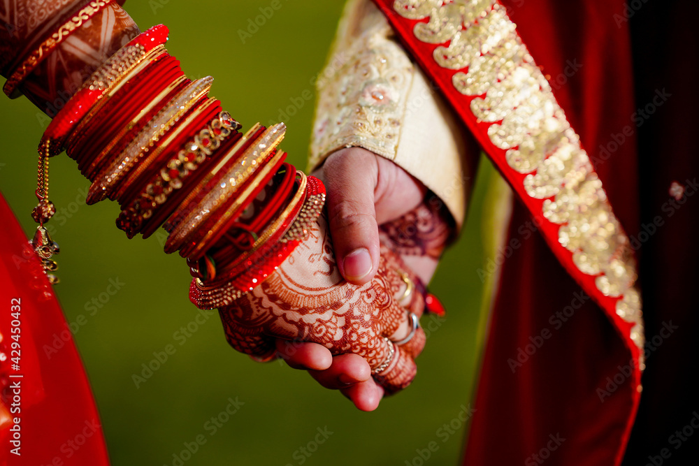Bride and Groom Holding Hands Closeup | Indian Wedding Stock Photo ...