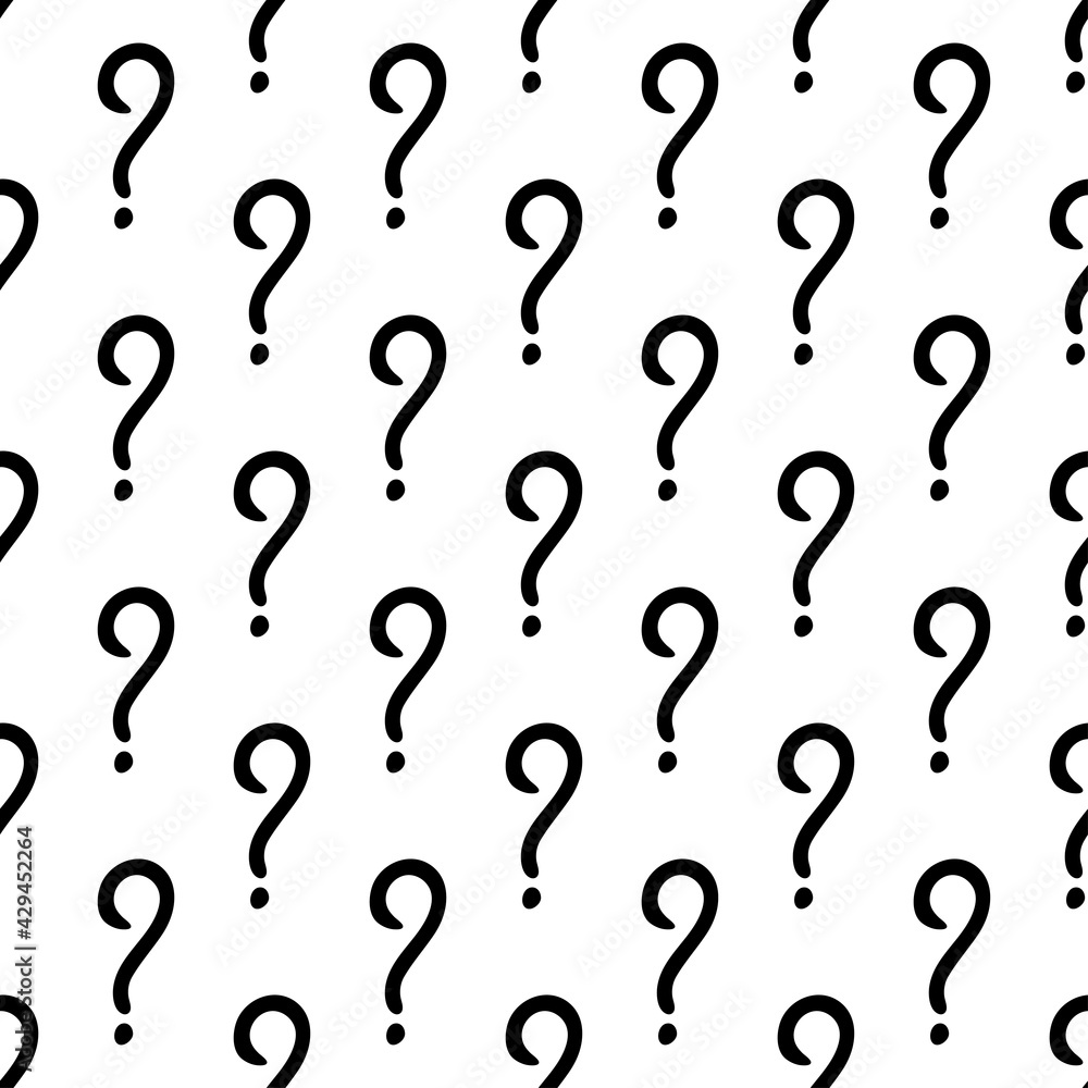 Black question marks isolated on white background. Monochrome seamless ...
