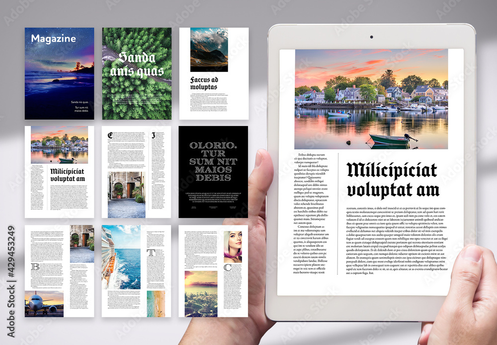 Experiencies and Travels Digital Magazine Layout Stock Template | Adobe ...