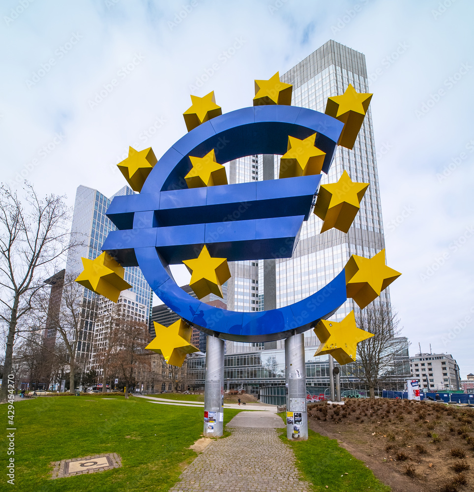 Giant Euro Symbol at Willy Brandt Square in Frankfurt - FRANKFURT ...