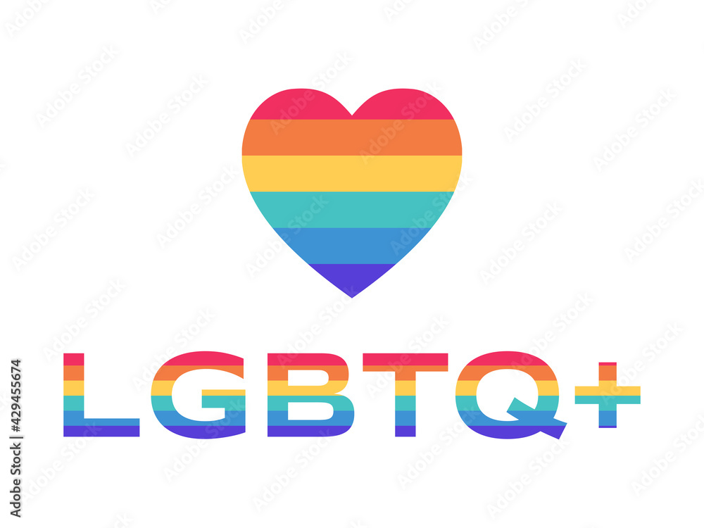 LGBTQ vector flat banner template. Colorful rainbow heart and lesbian ...