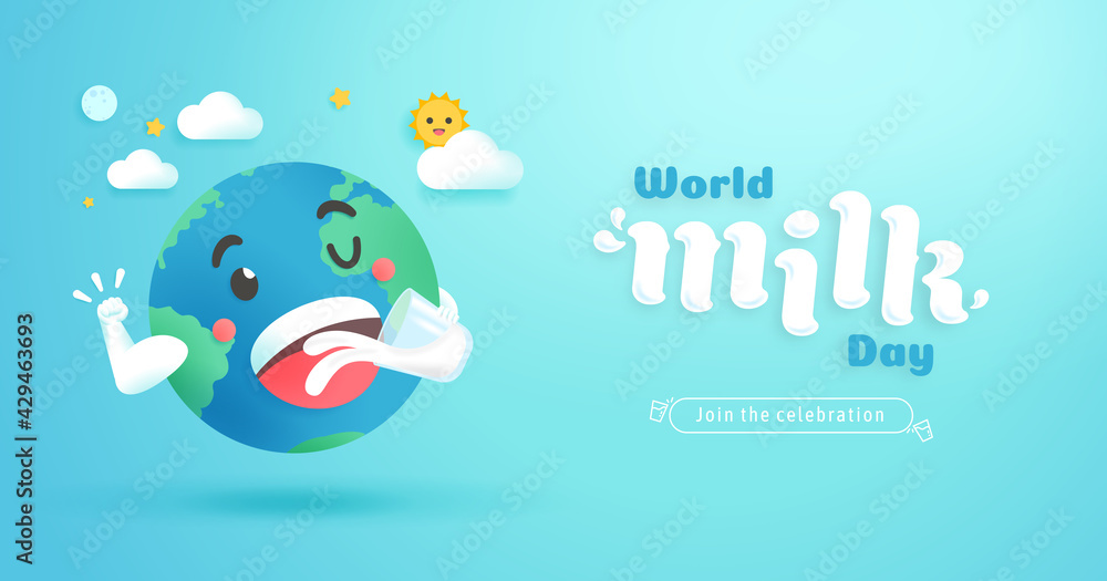 World milk day vector illustration.World smiling and cheerful cartoon ...