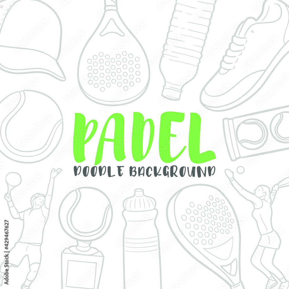 Padel Doodle Banner Icon. Sport Vector Illustration Hand Drawn Art ...