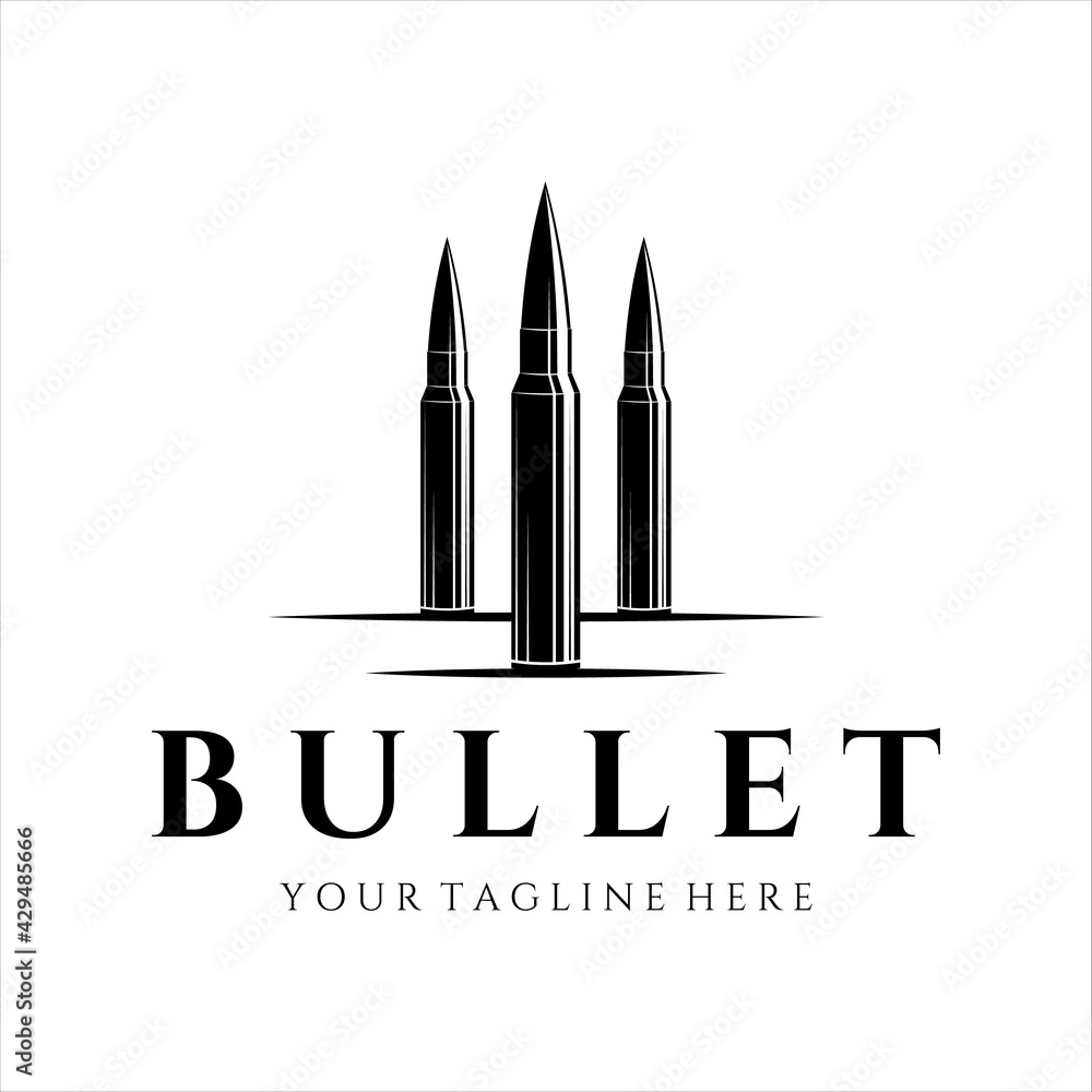 bullet ammo vintage vector logo illustration template design. army and ...