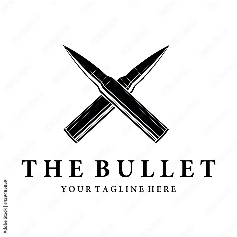 bullet ammo vintage vector logo illustration template design. army and ...