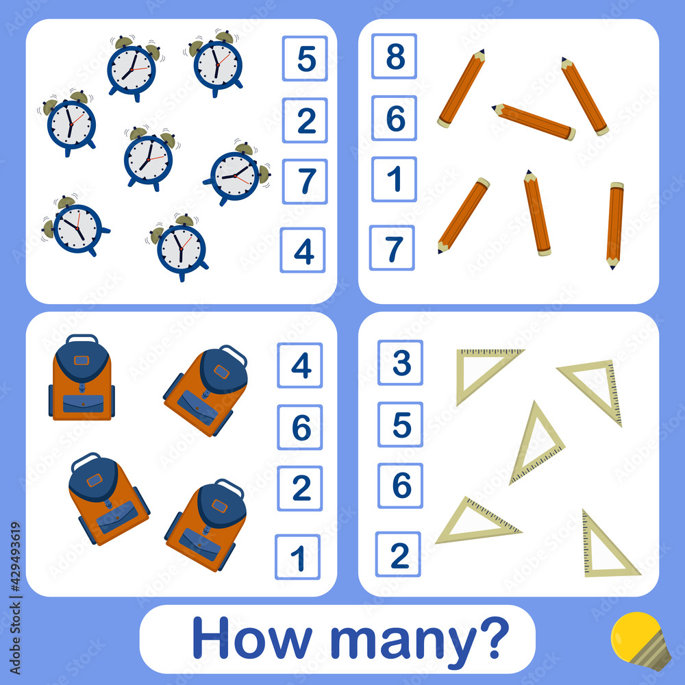 Educational counting math game for preschool children on the theme of ...