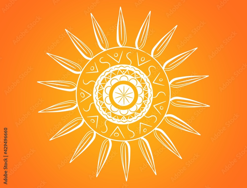 Hindu mythology surya mandala design Stock Illustration | Adobe Stock