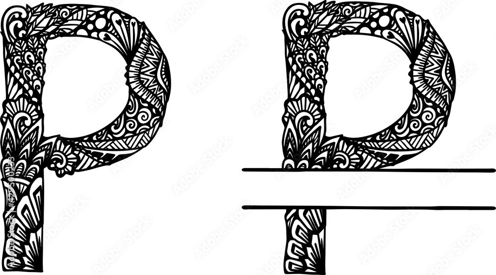 Hand drawn letter P for design element. Vector illustration Stock ...