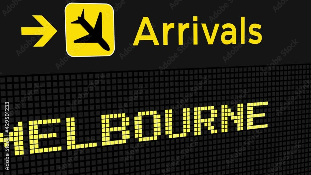 Melbourne Arrival Animation Sign Board on Airport 4K Animation ...