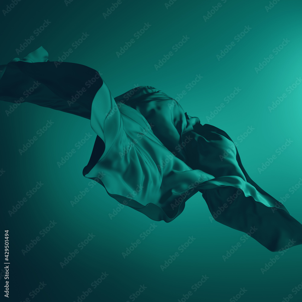 3d render. Abstract fashion background with silk cloth falling down ...