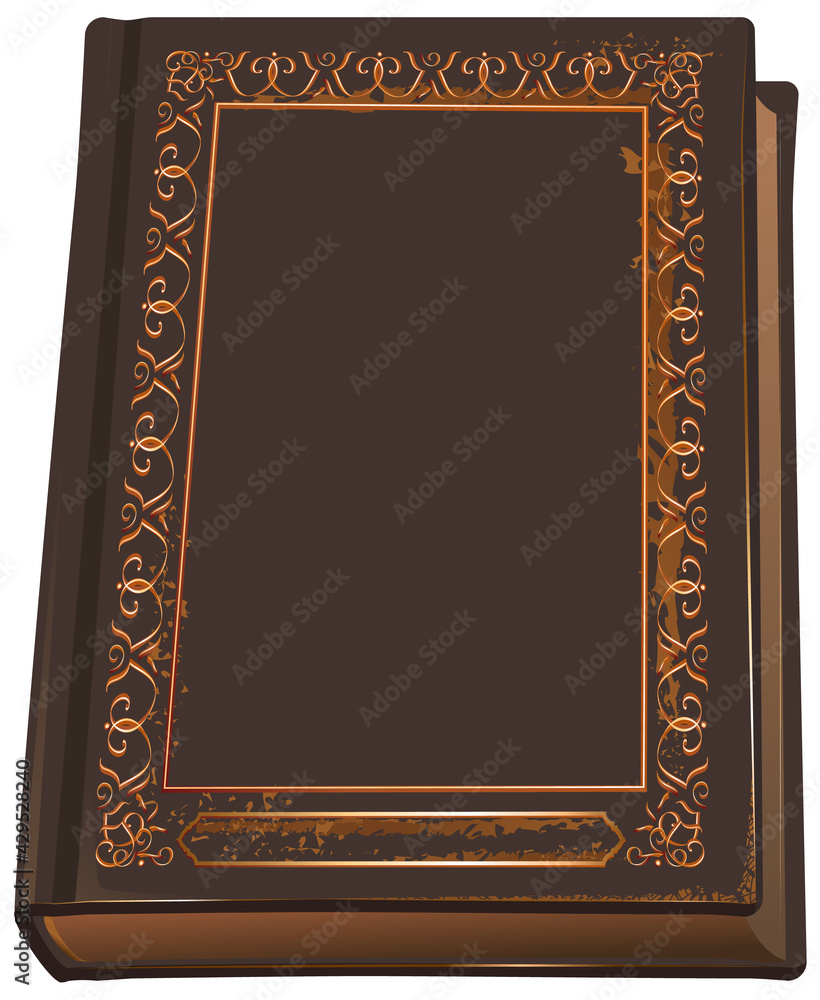 Closed book with leather cover. Blank template book bible or quran ...