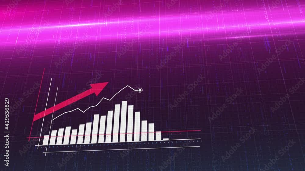 Animation of ascending blue histogram chart with uparrow, Statistics ...