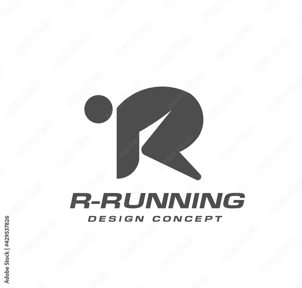 The unique bold logo of the letter R and the running man Stock Vector ...