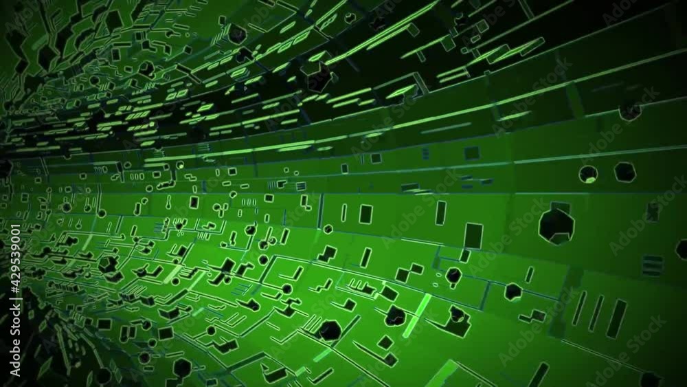 Computer generated screen save of a green space like worm hole with ...