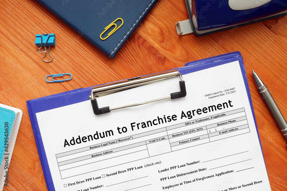 SBA form 2462 Addendum to Franchise Agreement Stock Photo | Adobe Stock