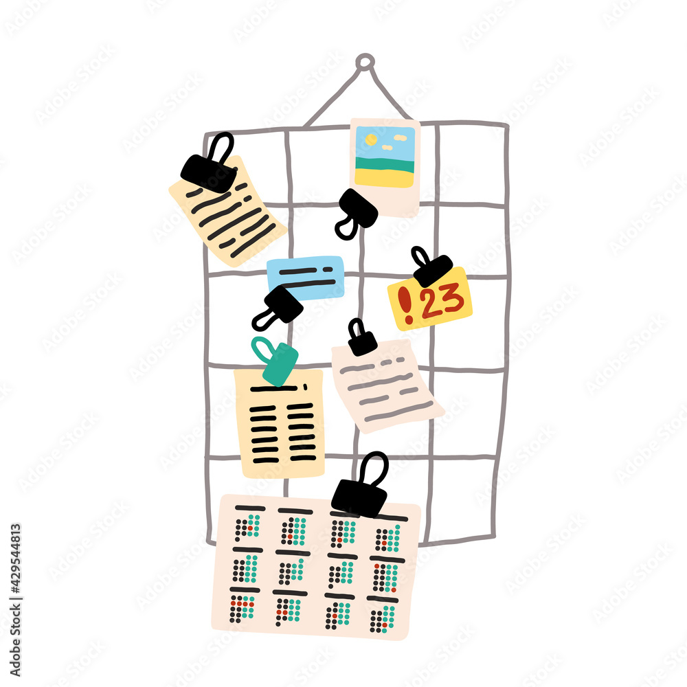 Cute notice board and sticky notes with important dates, vacation ...