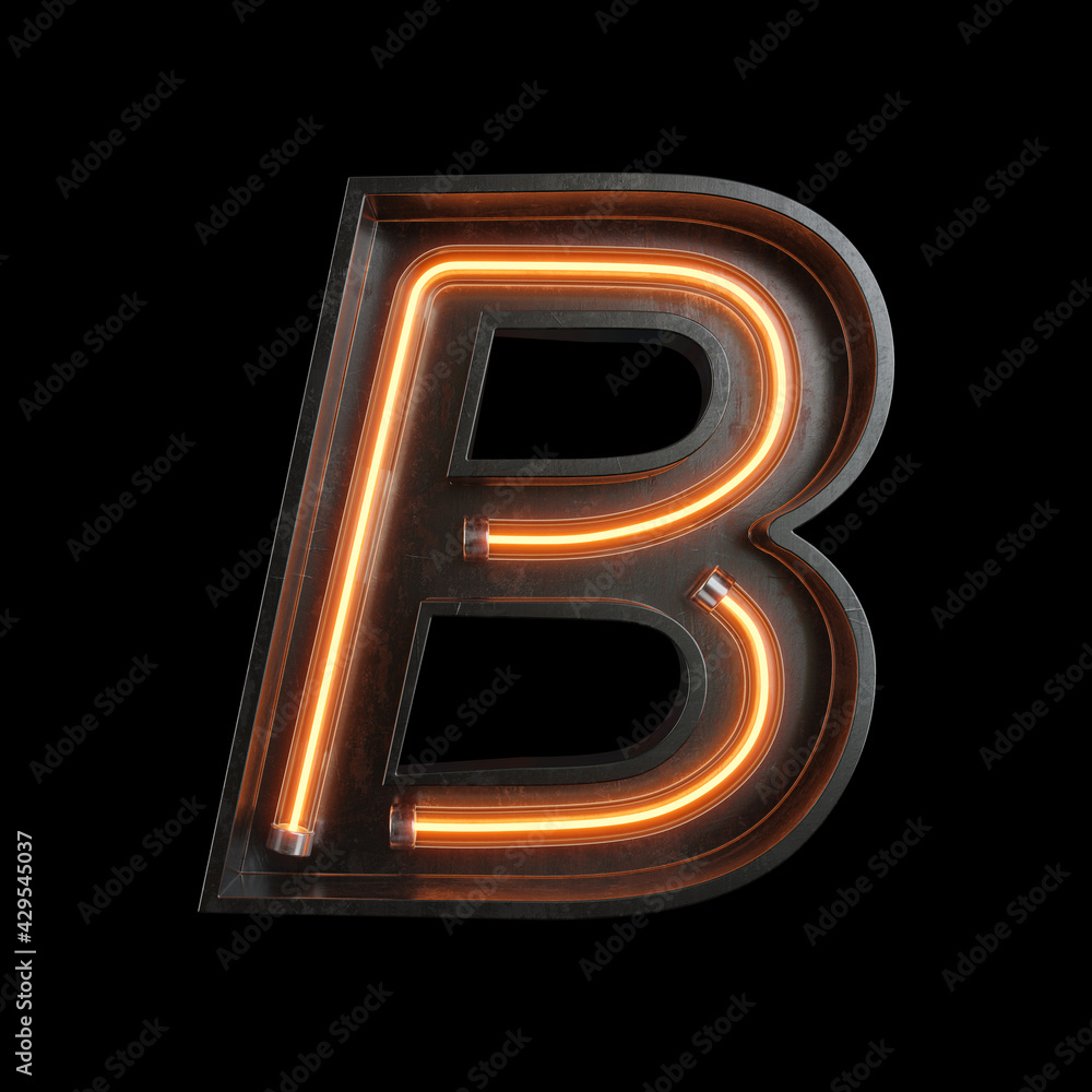Neon Light Alphabet B with clipping path Stock Illustration | Adobe Stock