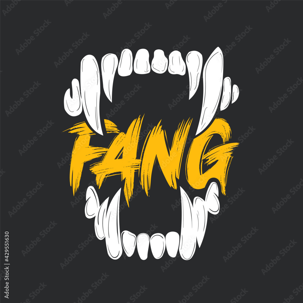Vector illustration of fangs with inscribed in it description Stock ...