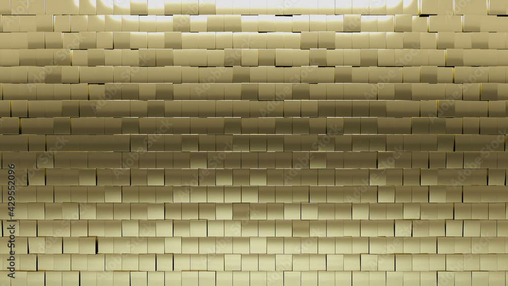 Polished, 3D Wall background with tiles. Gold, tile Wallpaper with ...