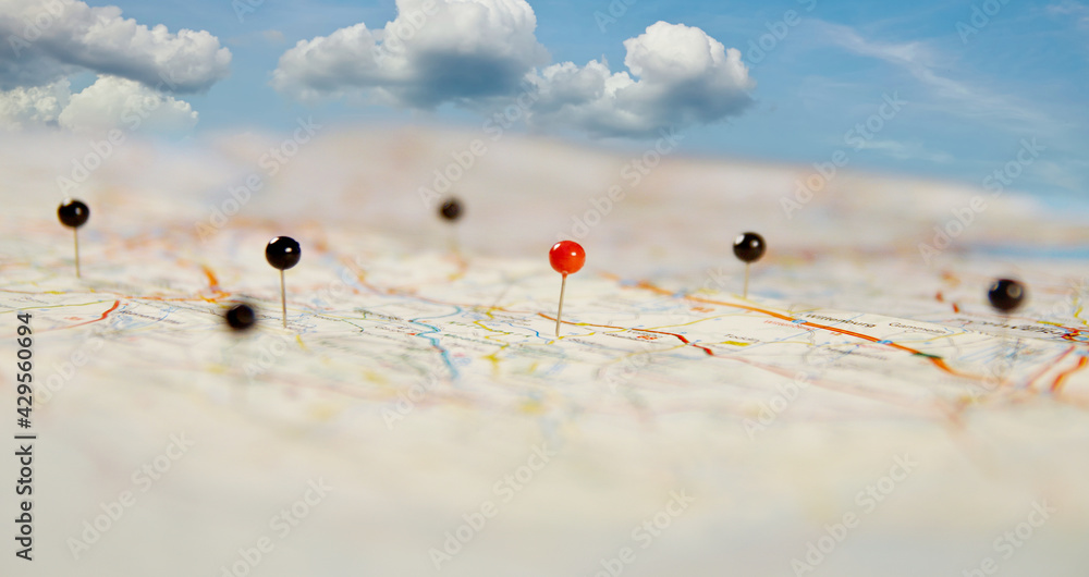 Find your way. Location Pin marking on a routes map. Maps navigation ...