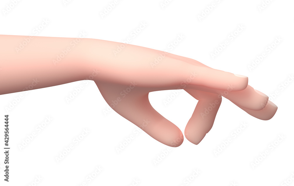 Picking Up Hand Gesture. 3D Cartoon Character. Isolated on White Stock ...