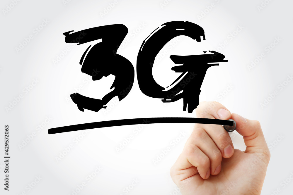 3G - Third Generation cellular data text with marker, technology ...