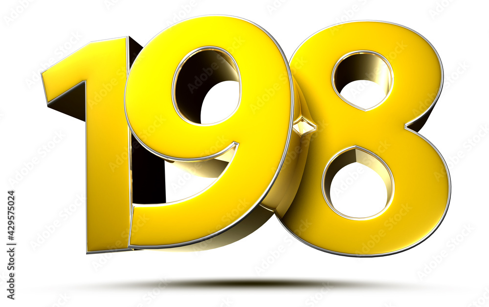 198 gold 3D illustration on white background with clipping path. Stock ...