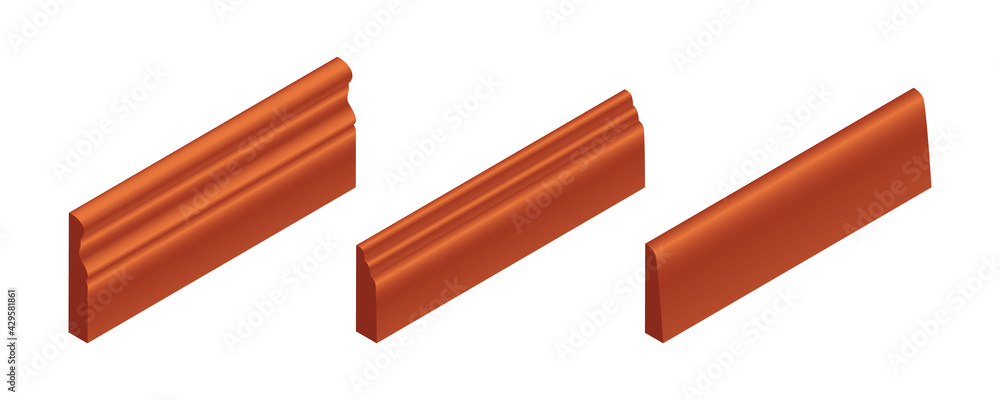 Vector illustration different shapes skirting boards for wall or floor ...