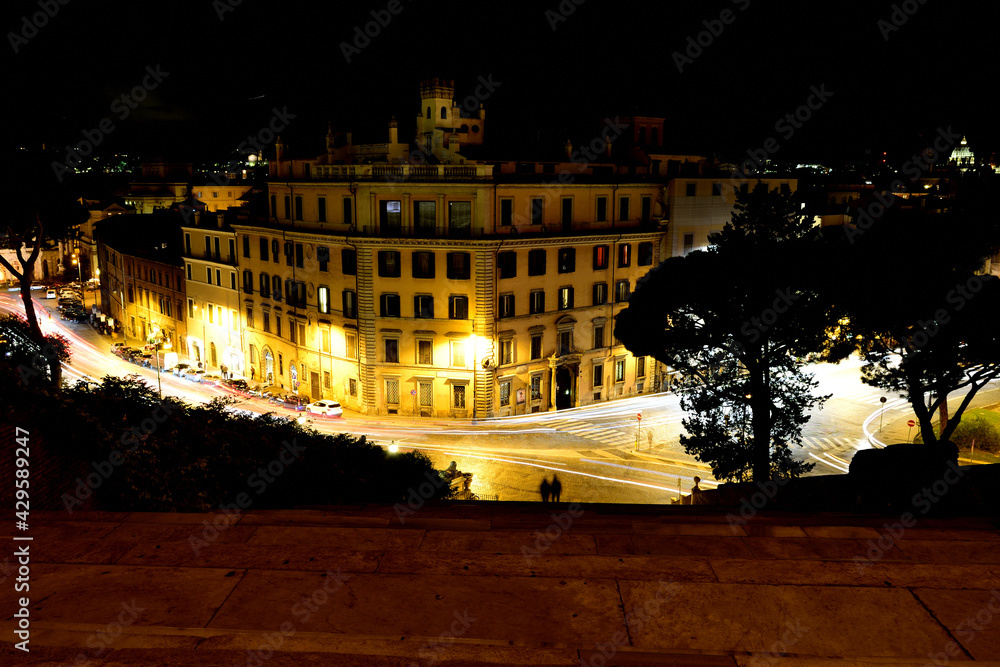 night view of the city - Via del Teatro di Marcello from Scalinata dell ...