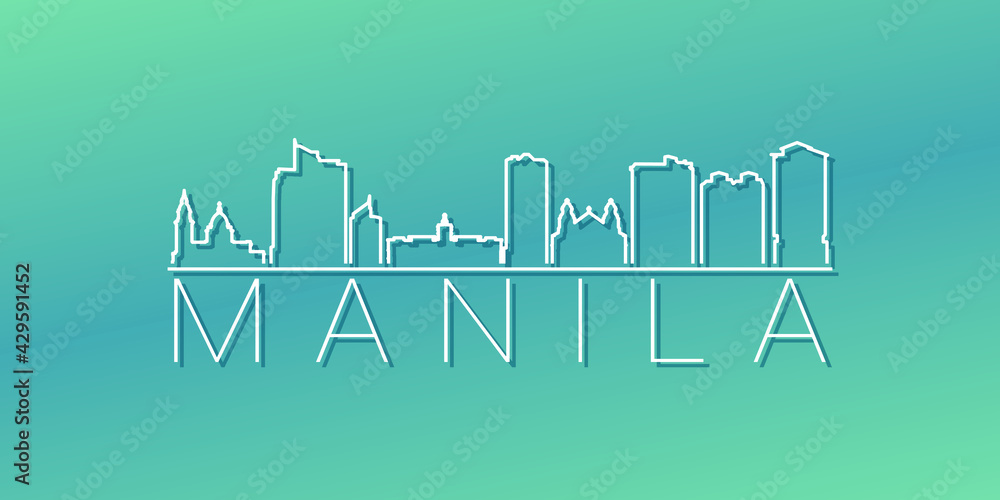 Manila, Metro Manila, Philippines Skyline Linear Design. Flat City ...