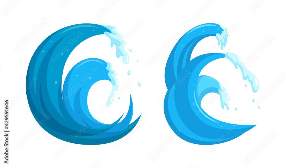 Flood waves logo. Tsinami swirling storm wave isolated in white ...