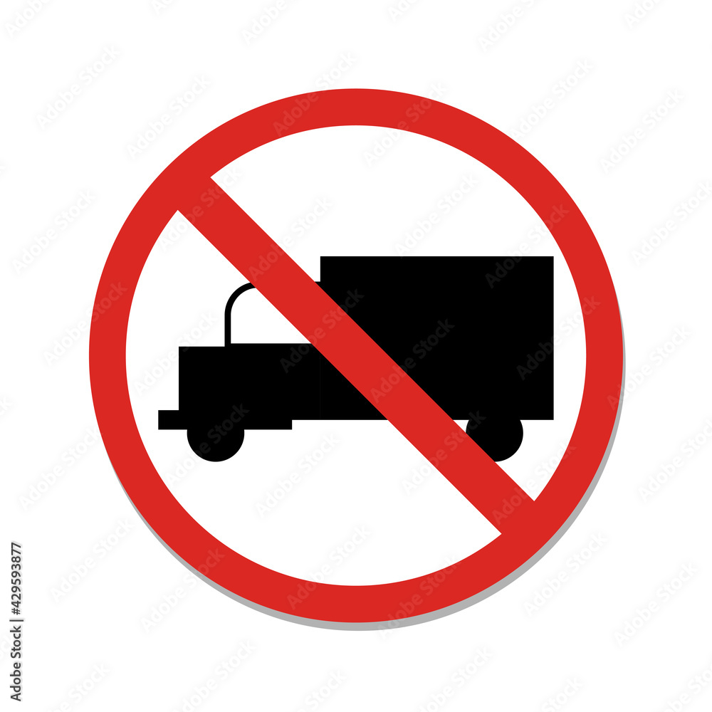 Truck prohibited symbol. Sign indicating the prohibition or rule ...