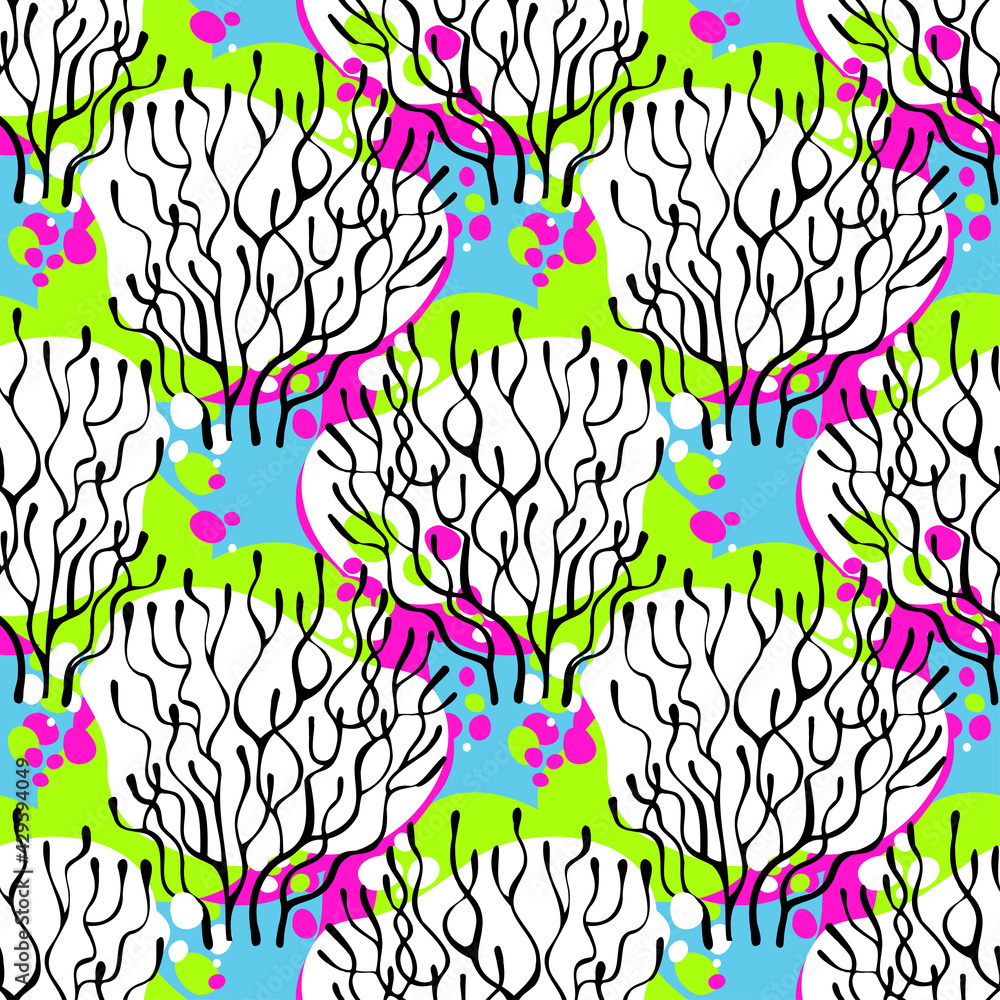 Branches of tree or coral seamless pattern, exotic vintage. Minimalism ...