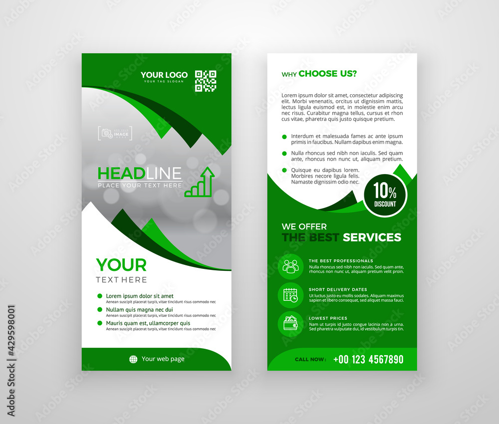 Double-sided DL flyer design. Brochure or flyer template. Layout with ...