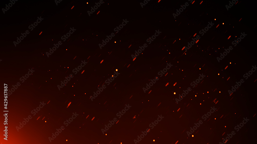 Perfect red fire particles embers sparks on isolated black background ...