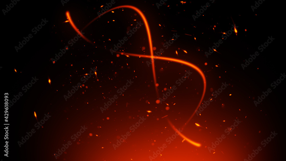 Perfect fire particles embers sparks on isolated black background ...