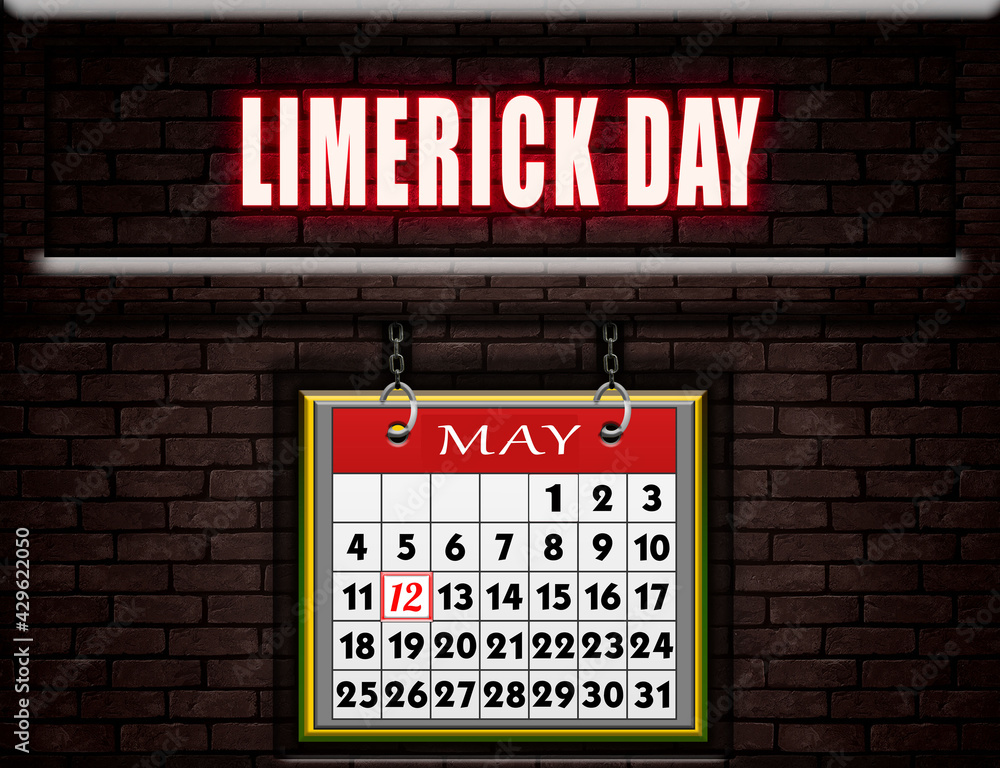 May month day 12, Limerick Day . Neon Text Effect on Black Background ...