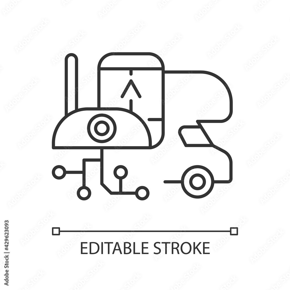 RV electronics linear icon. Gadgets for trailer, devices for ...
