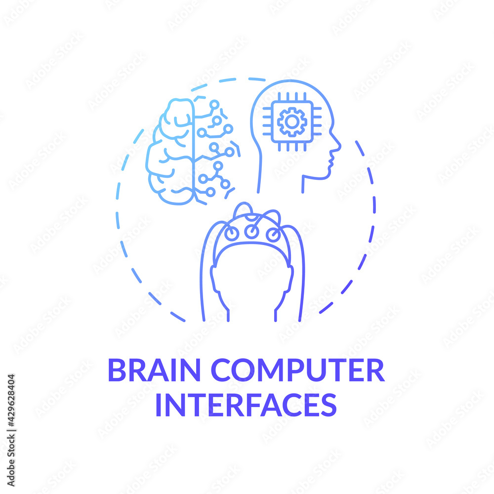 Brain computer interfaces concept icon. Rehab engineering application ...