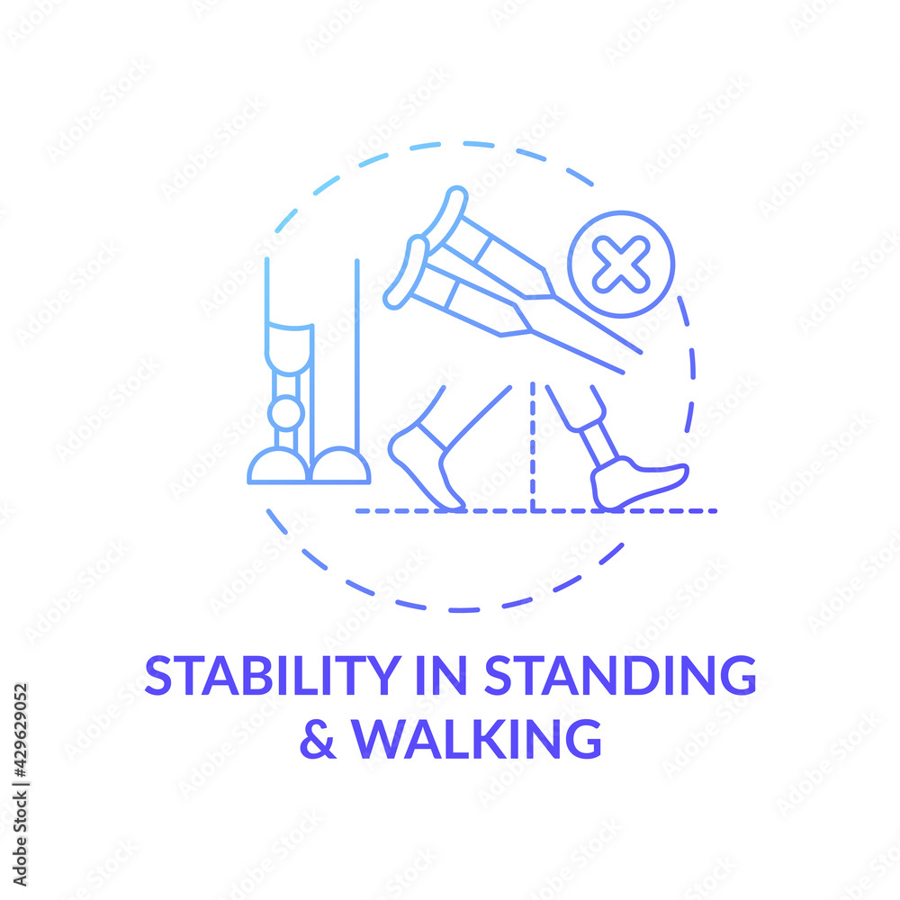 Stability in standing and walking concept icon. Standing with equal ...