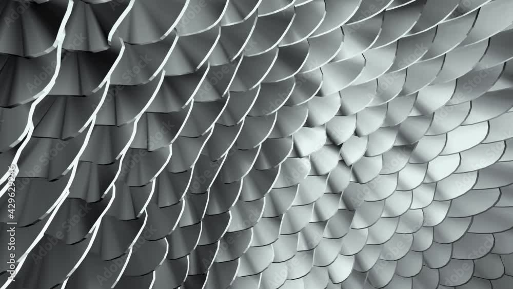 Abstract close up silver dragon scales animation background. 4K 3D ...
