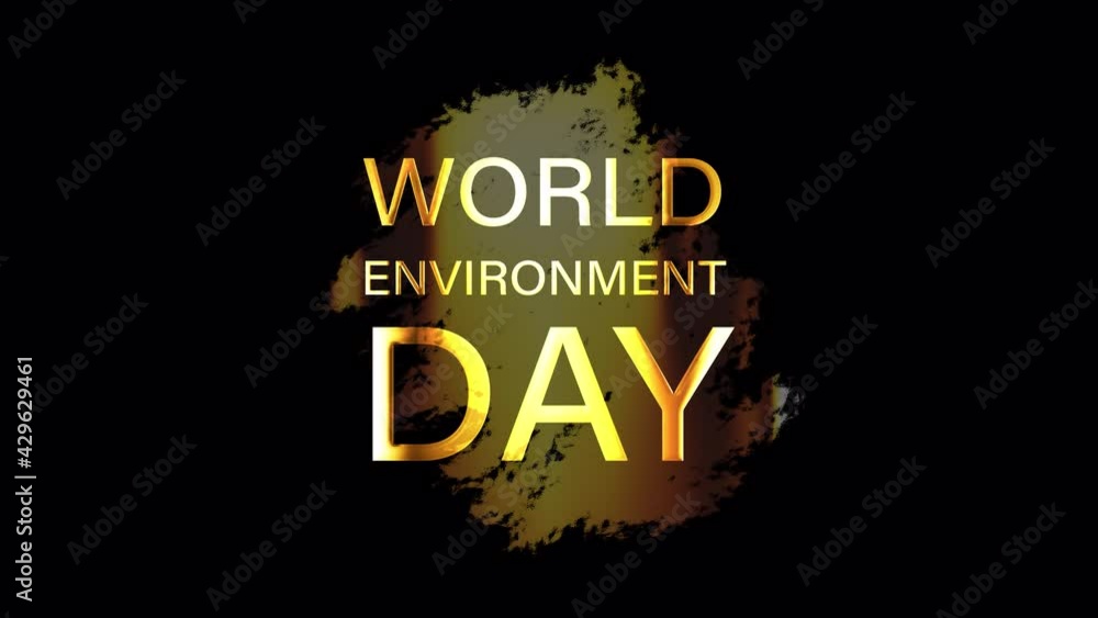 WORLD ENVIRONMENT DAY golden badge text loop animation. 4K 3D ...