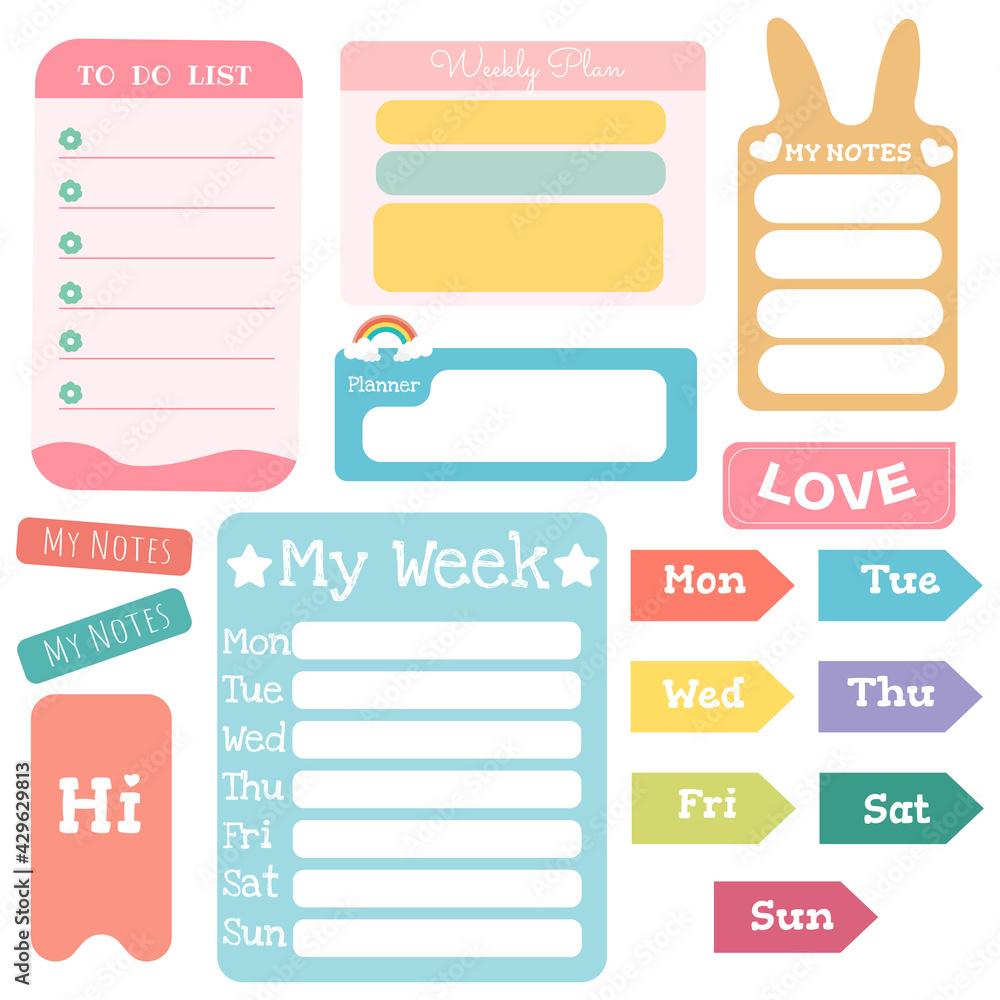 Cute paper notes. Stationary set. Scrapbook notes and cards.Printable ...